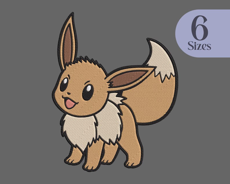 Pokemon Eevee Embroidery Design Machine File, 6 Sizes, Instant Download ...