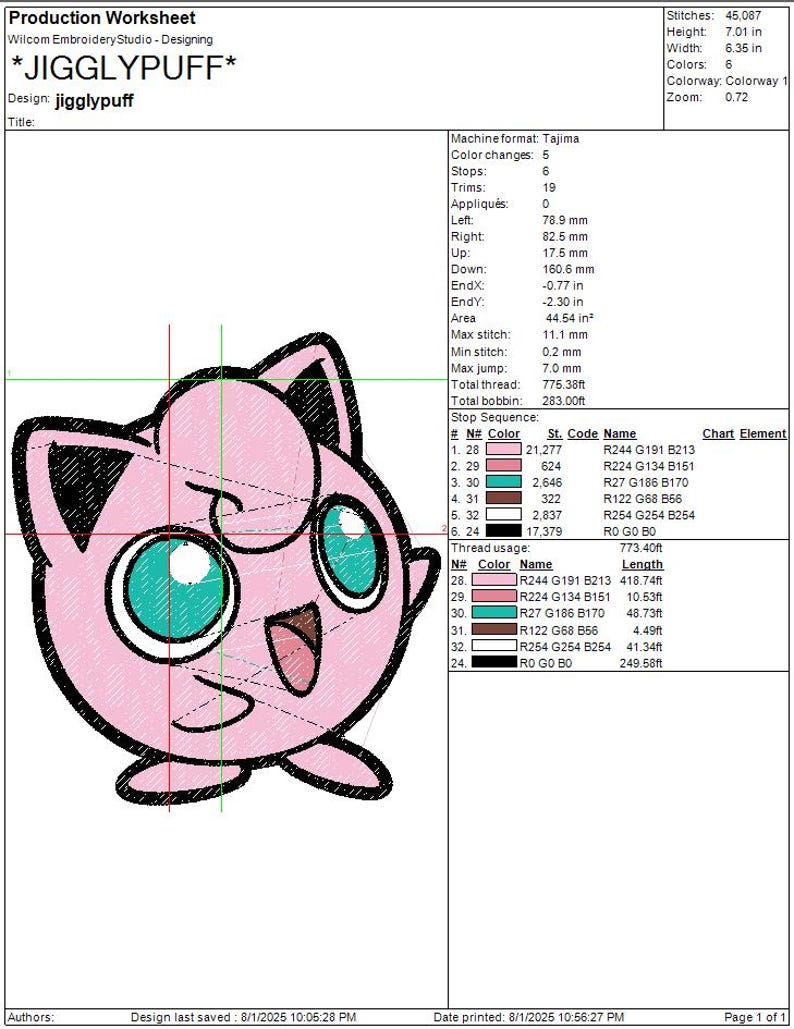 Pokemon Jigglypuff Embroidery Design, Multiple Sizes (instant Download ...
