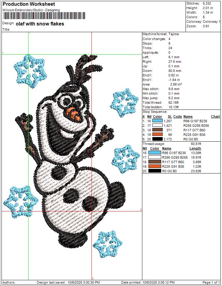 Happy Olaf Embroidery Design: 6 Sizes Frozen Applique (instant Download ...
