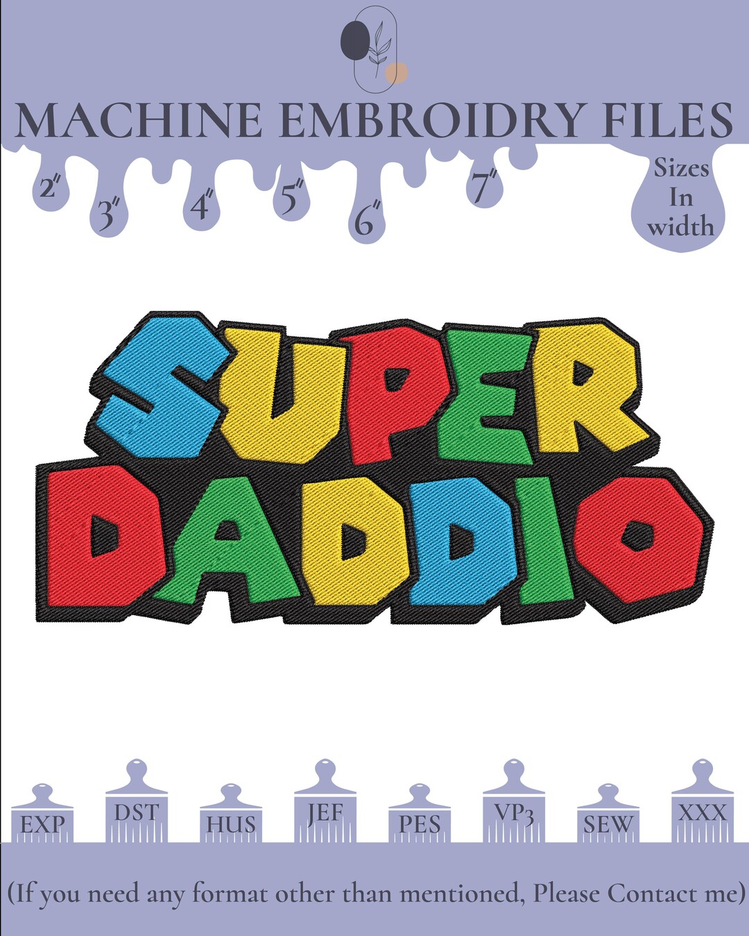 Super Daddio Embroidery Design, Gift for Dad, Funny Dad Embroidery File ...