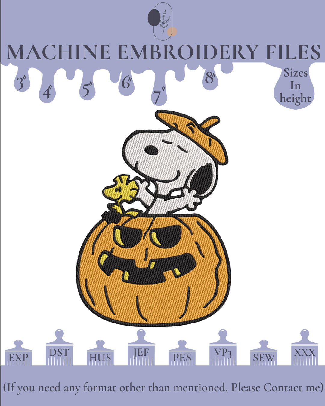 Snoopy & Woodstock Halloween Embroidery Design (PES, DST, JEF ...