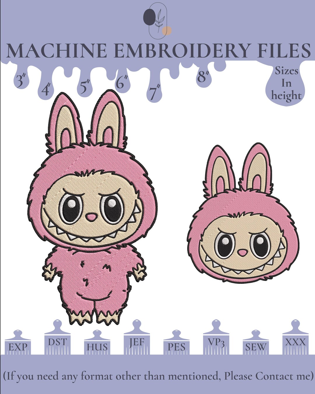 Labubu Machine Embroidery Design | Cute Cartoon Character Embroidery ...