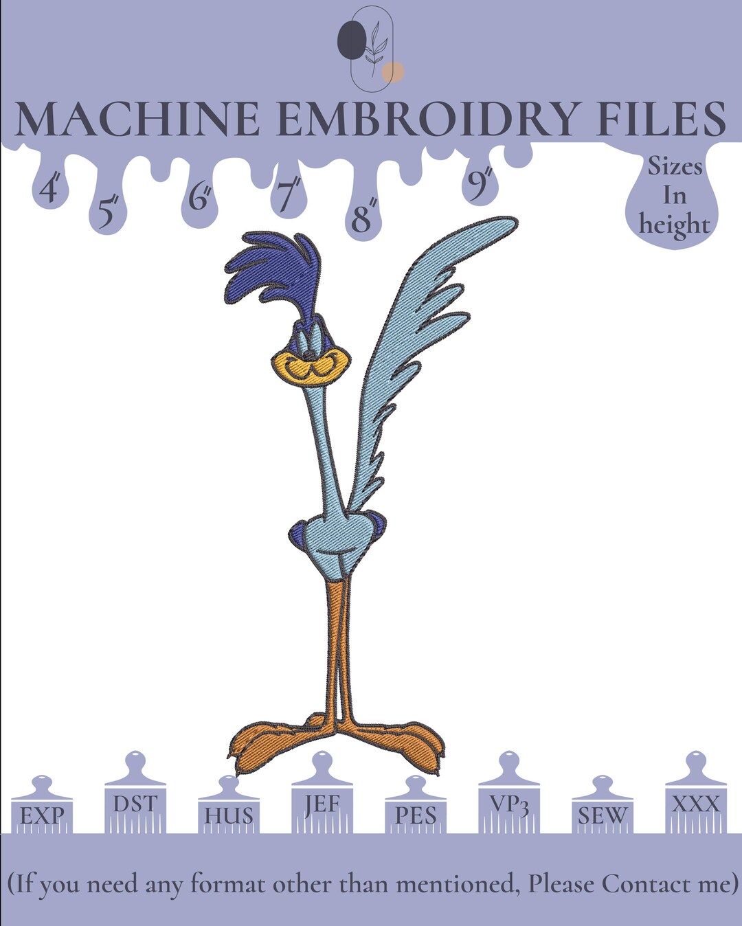 Roadrunner Machine Embroidery Design: 6 Sizes (instant Download) - Etsy