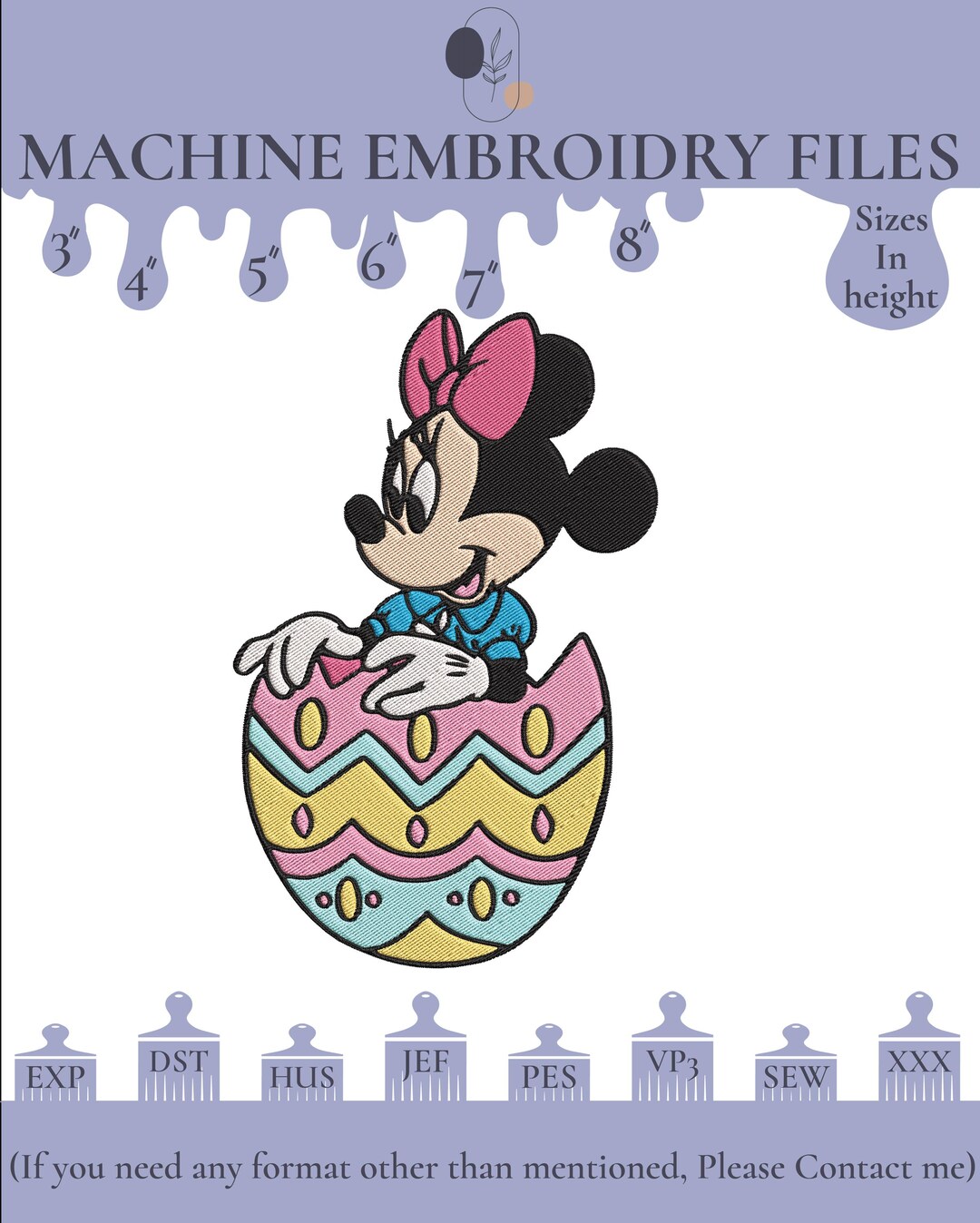 Minnie Mouse Easter Egg Embroidery Design: 6 Sizes (instant Download ...