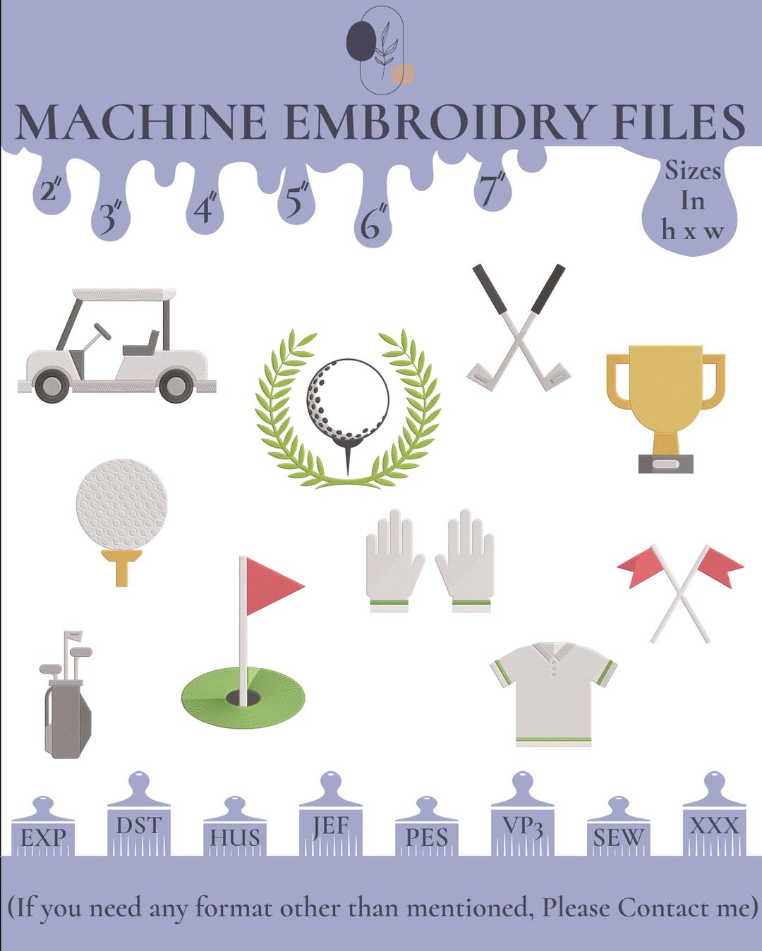 Golf Mini Fill Stitch Machine Embroidery Design Bundle (digital ...