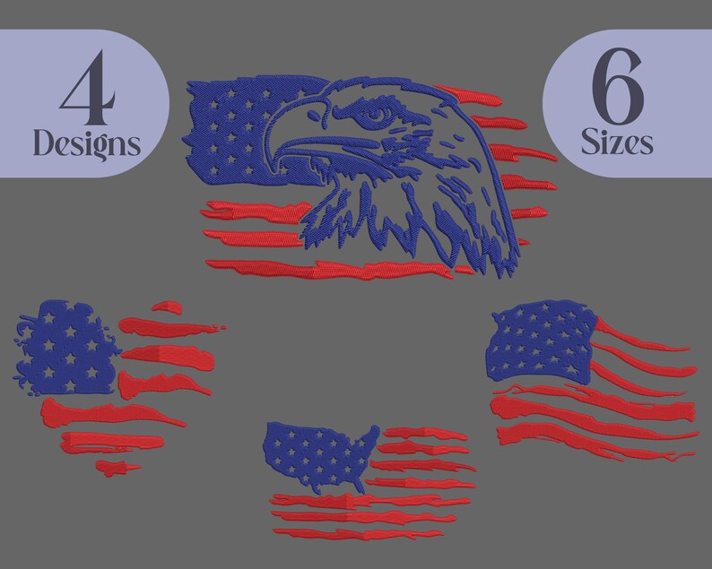 Distressed American Flag Eagle Embroidery Design: 6 Sizes (instant ...
