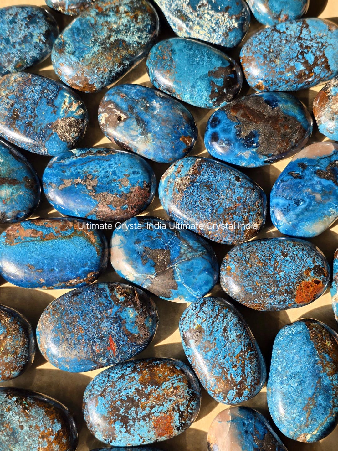 Shattuckite With Cuprite Palm Stone: Rare Blue Shattuckite,intuition ...