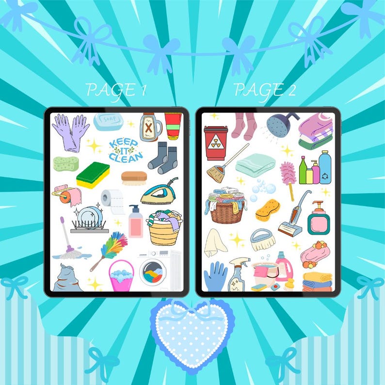 Cleaning Stickers Set, Chore Tracker, Planner PDF, Housekeeping Icons ...