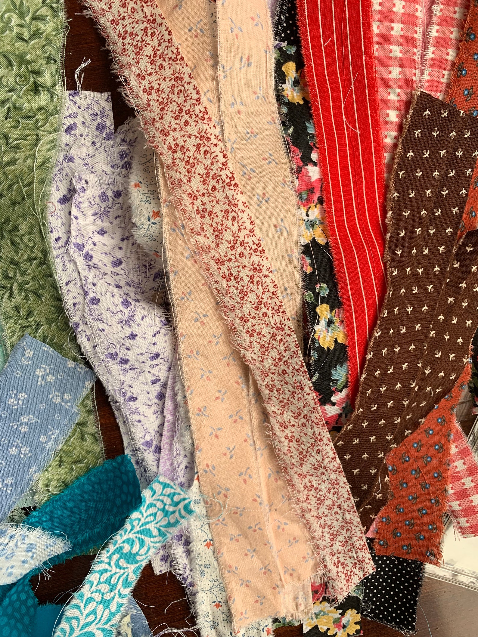 40 Hand Torn Fabric Strips/ribbon for Journals, Snippet Rolls, Slow ...