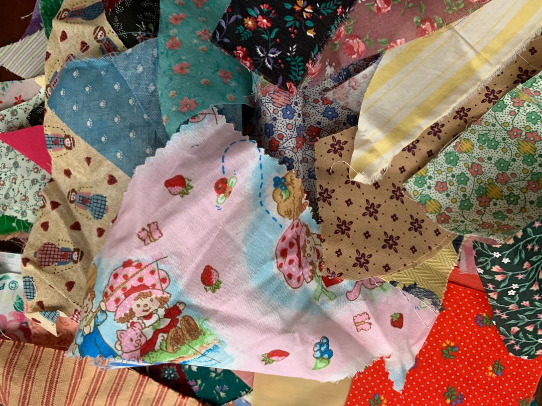 Large Fabric Scrap Bag - Almost 1/2 Pound - All Sizes, Colors, Prints ...