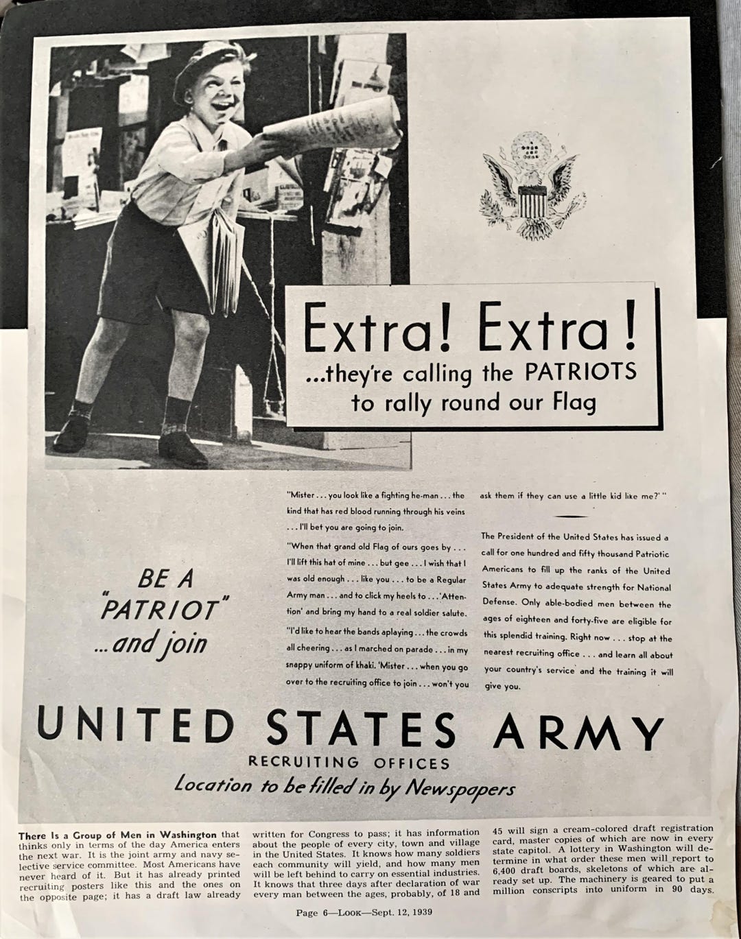 1939 Army Recruiting Ad Page From Look Magazine - Original - Etsy