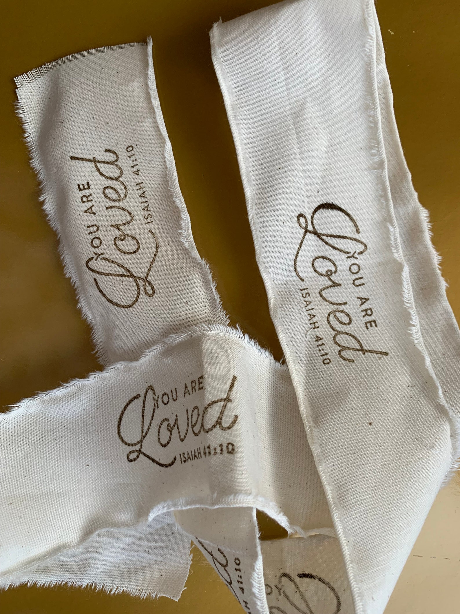 2 Yards Scripture Muslin Hand Torn and Stamped Ribbon - Etsy