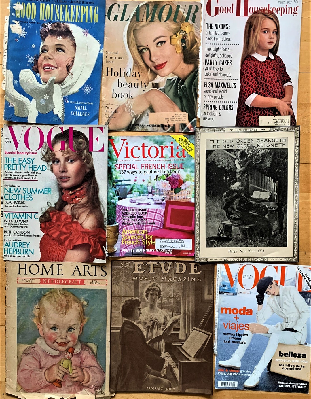 9 Vintage Magazine Front Cover Pages - 1920s to 2002 - Suitable for ...