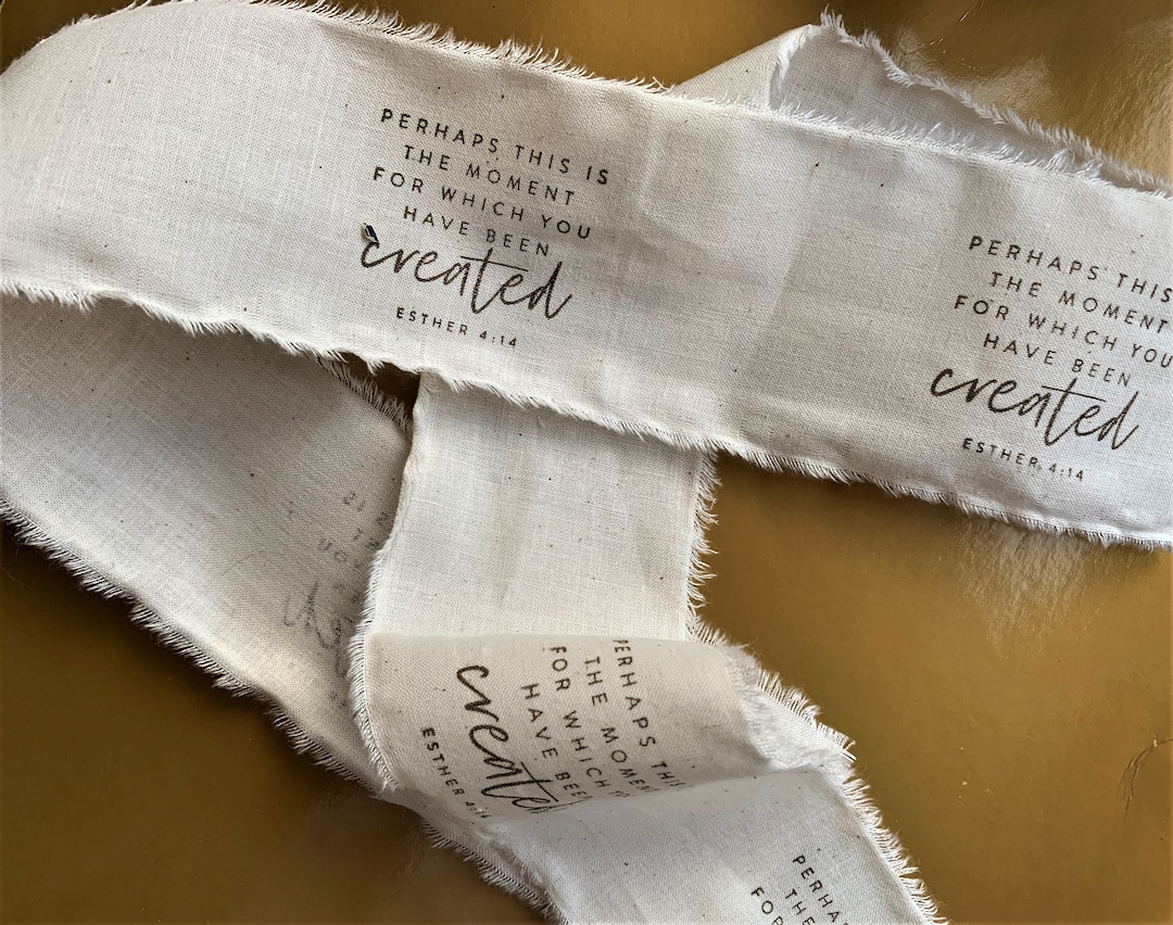 Hand Stamped Muslin Fabric Torn Ribbon With Scripture - Etsy