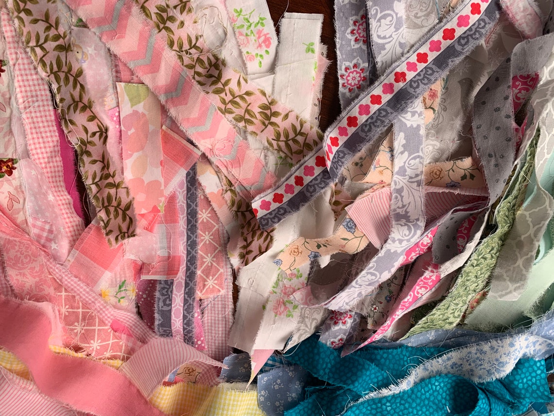40 Hand Torn Fabric Strips/ribbon for Journals Snippet Rolls | Etsy