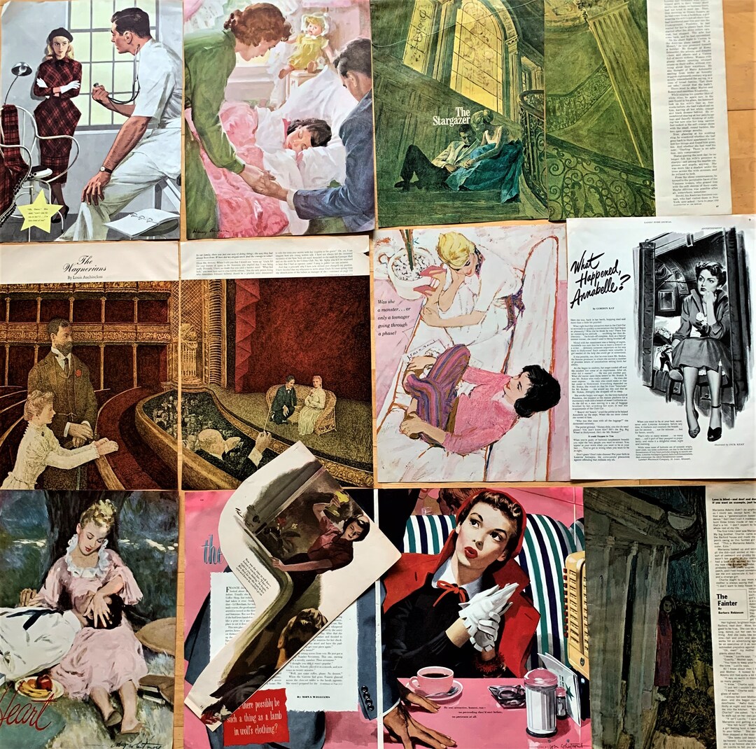 10 Original Vintage Magazine Illustrations for Romance and - Etsy