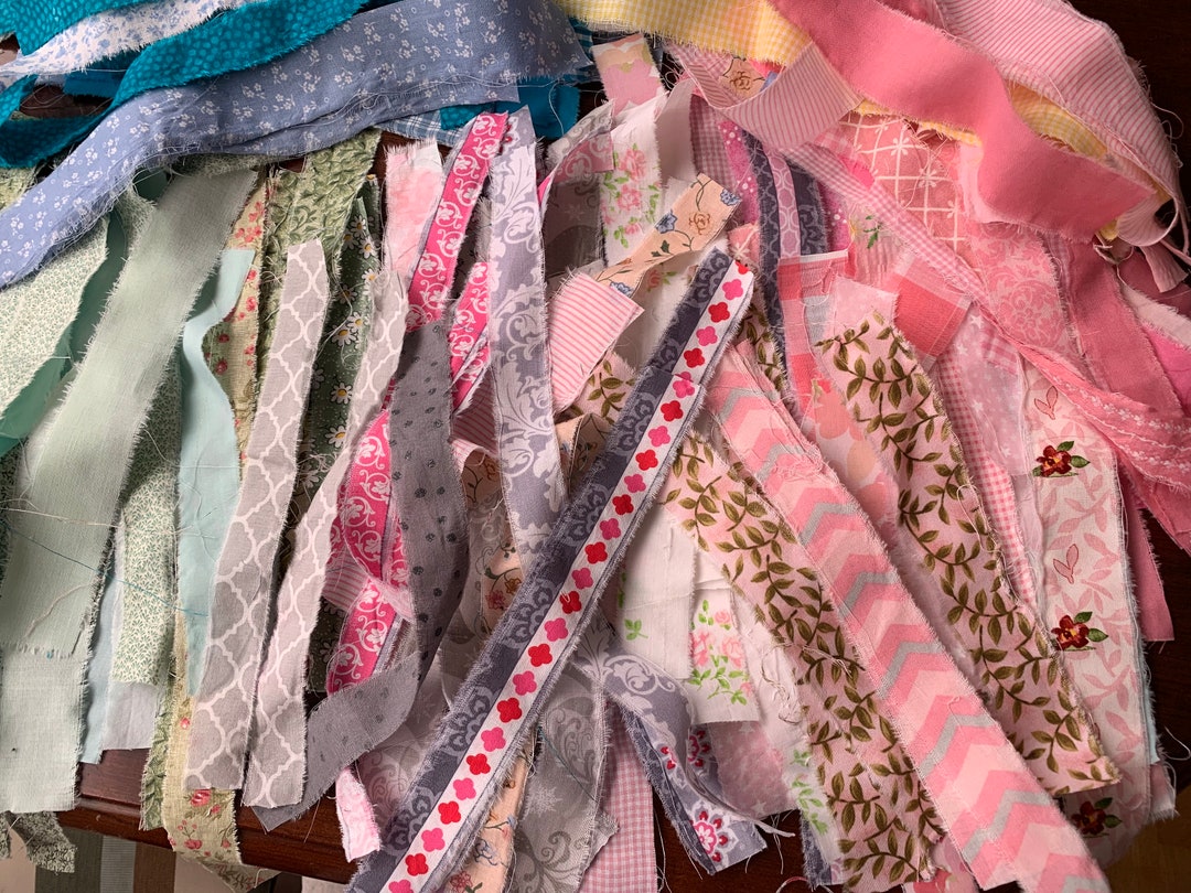 40 Hand Torn Fabric Strips/ribbon for Journals, Snippet Rolls, Slow ...