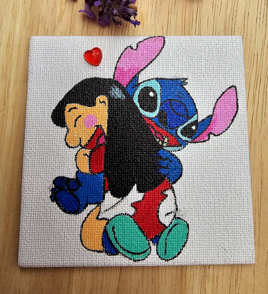 Disney's Lilo and Stitch Friendship, Hand-painted on Magnetic Canvas - Etsy