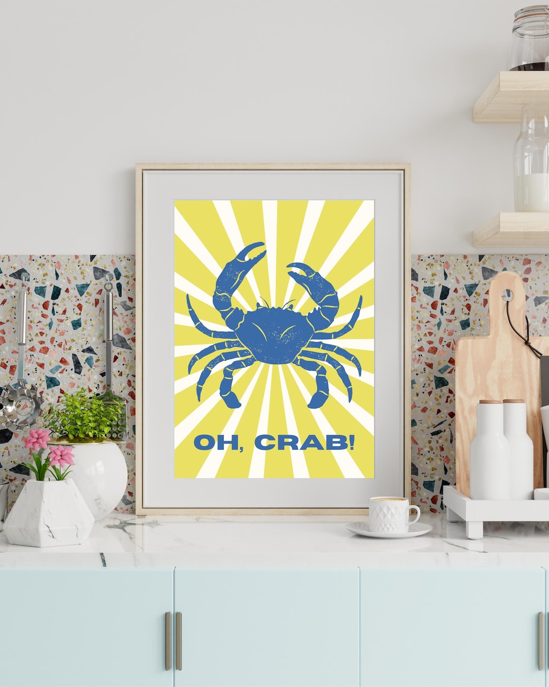 Crab Kitchen Decor - Oh Crab Printable Poster, Coastal Beach House ...