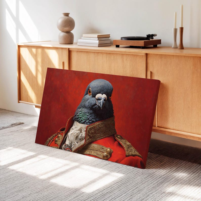 Regal Pigeon Portrait Canvas Print - Aristocratic Bird Wall Art ...