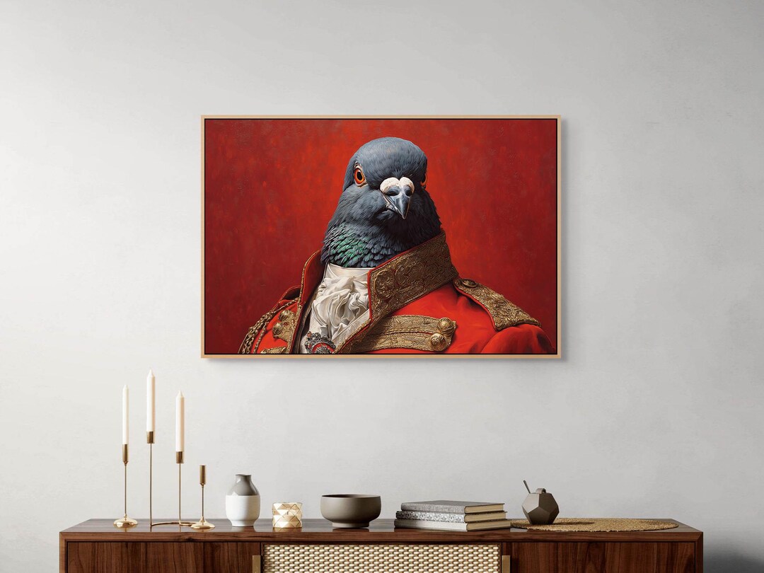 Regal Pigeon Portrait Canvas Print - Aristocratic Bird Wall Art ...