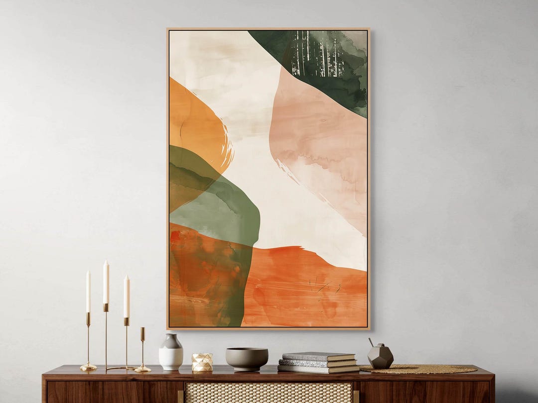 Earthy Abstract Shapes Canvas Wall Art : Modern Room Decor - Etsy