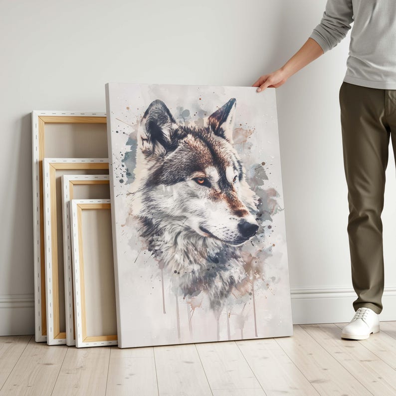 Majestic Grey Wolf Canvas Print - Artistic Animal Wall Art - Wildlife ...