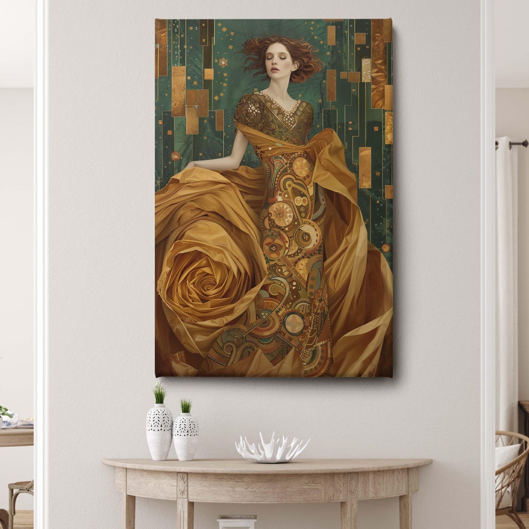 Golden Rose Goddess Canvas Wall Art : Elegant Art Deco Room Decor - Etsy