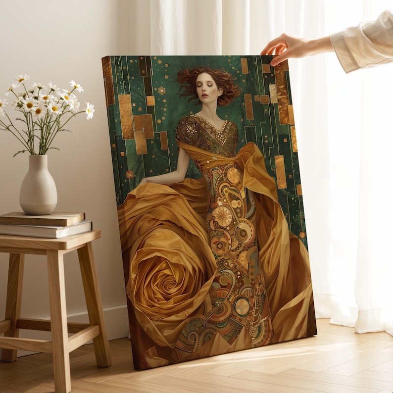 Golden Rose Goddess Canvas Wall Art : Elegant Art Deco Room Decor - Etsy