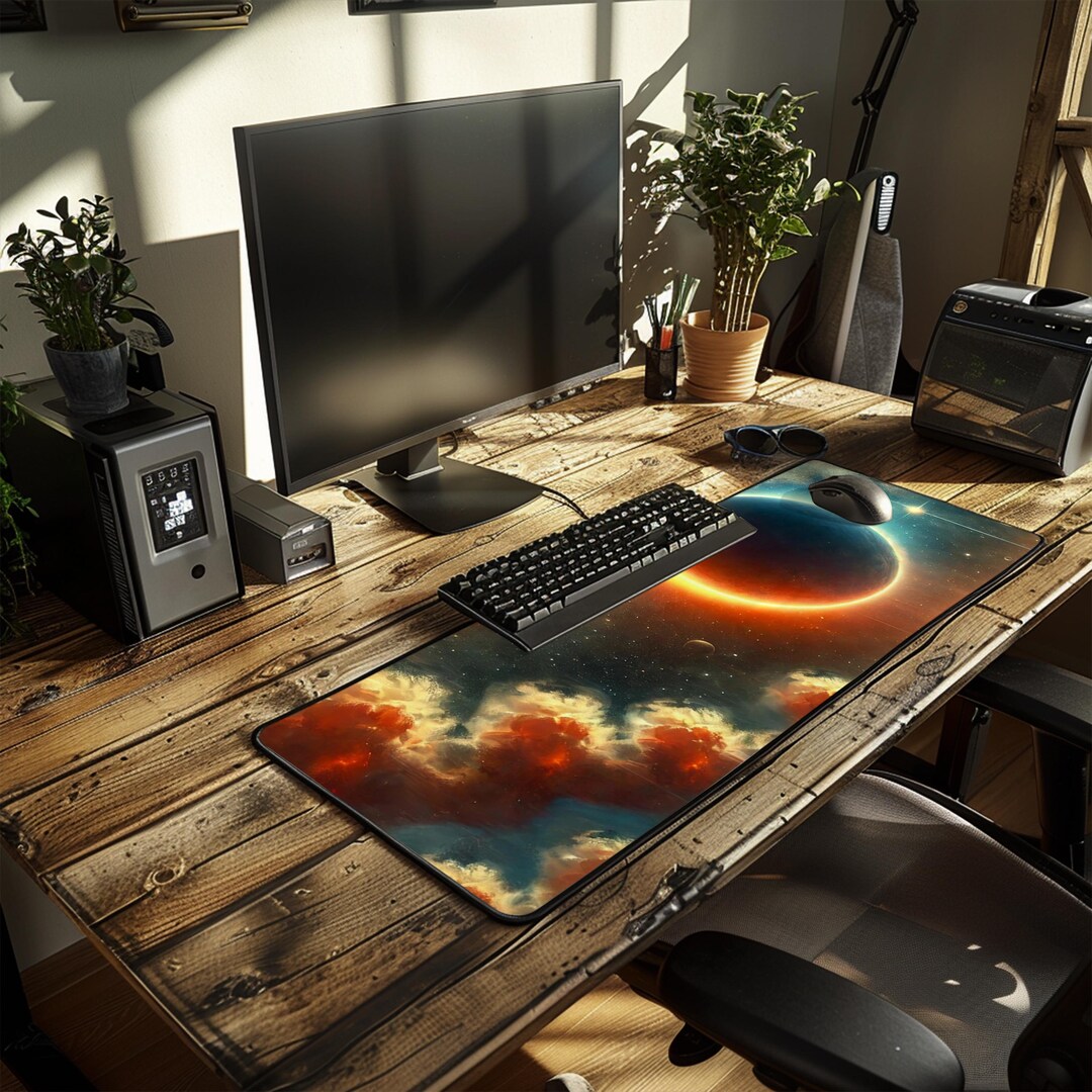 Cosmic Eclipse Gaming Desk Mat – XXL Mousepad – Space-themed Mouse Pad ...