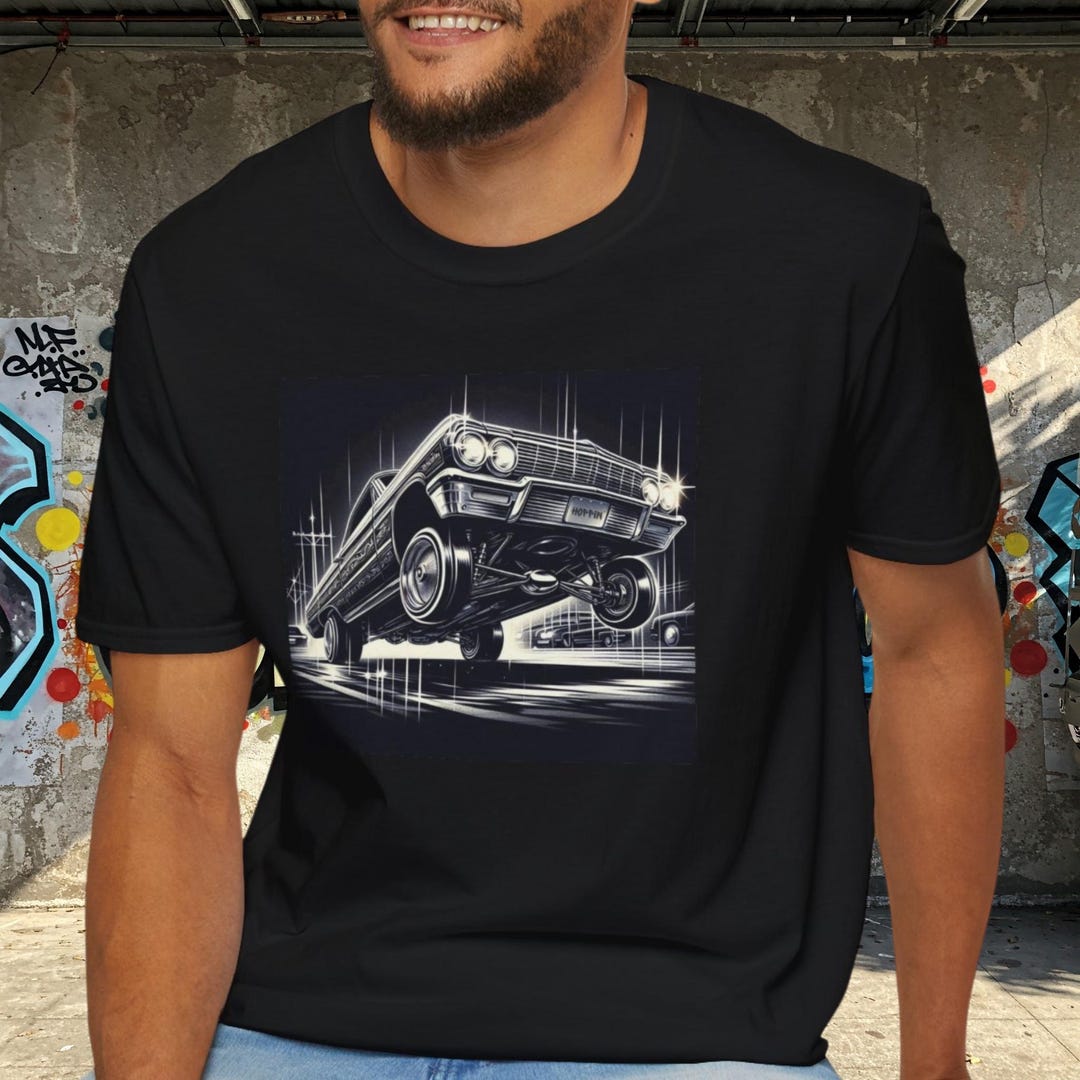 Classic Lowrider With Hydraulics Hopping Ink Drawing Graphic T-shirt ...
