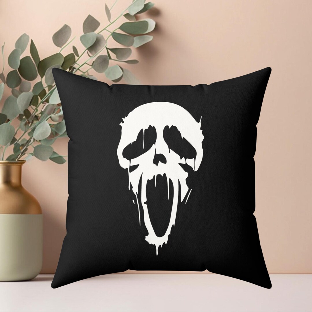 Scream Villain Ghostface Halloween Pillow Faux Suede Throw Cushion for ...
