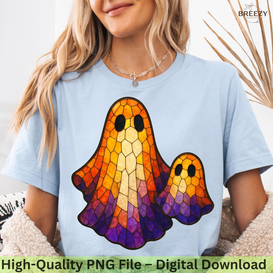 Candy Corn Stained Glass Ghosts PNG: Halloween Clipart (digital ...