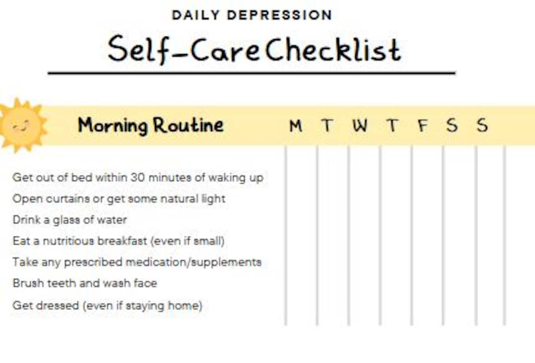 Daily Depression Checklist | Printable Mental Health Planner | Self ...