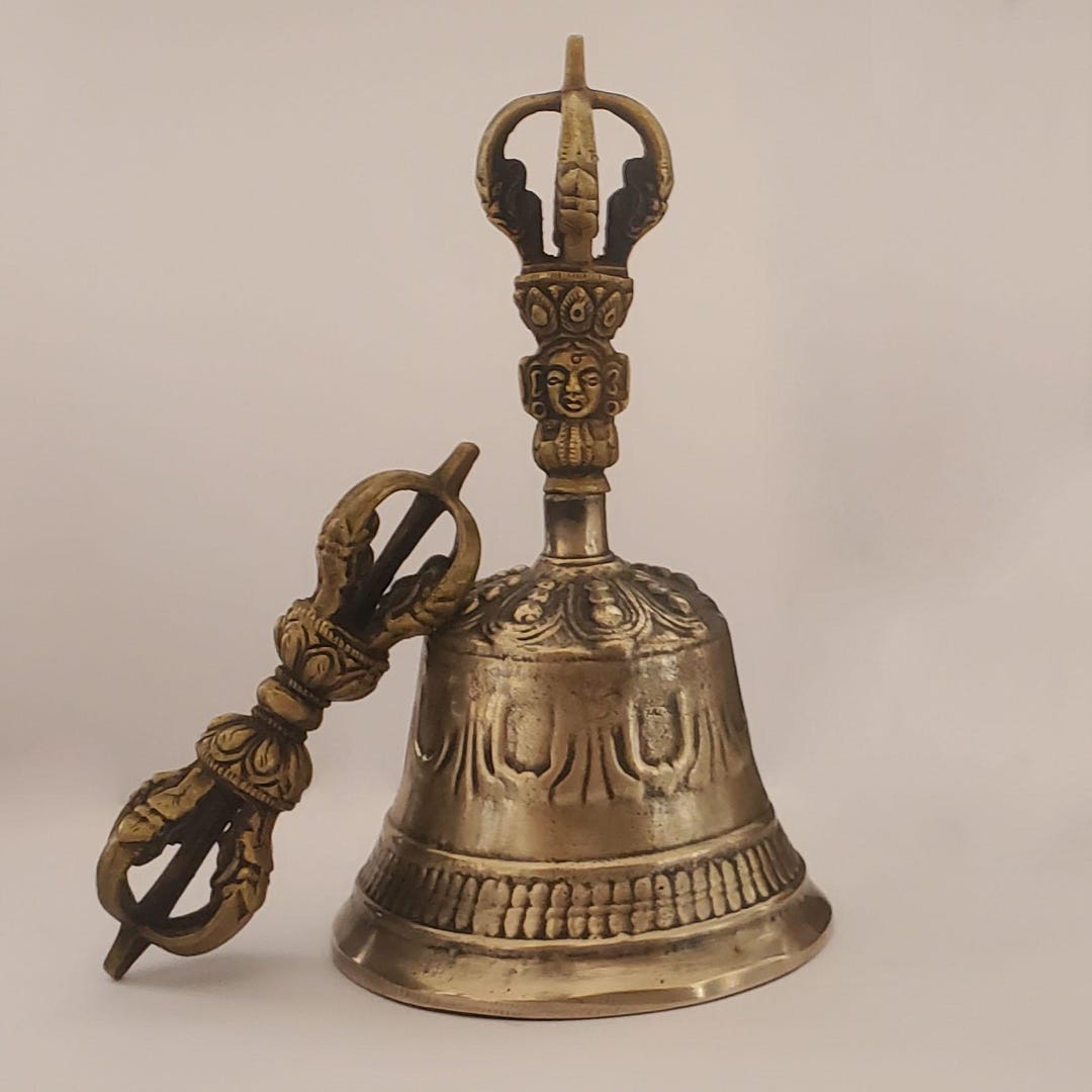 Vajrayana Ethnic Newari 5 Pronged Bronze Bell 7" and Vajra /dorje-made ...