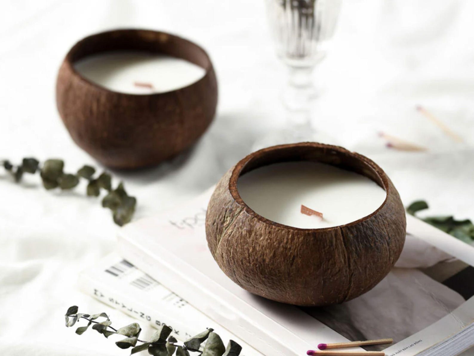 Coconut Shell Candle • Coco Bowl Candles • Coconut & Vanilla Scent Jar ...