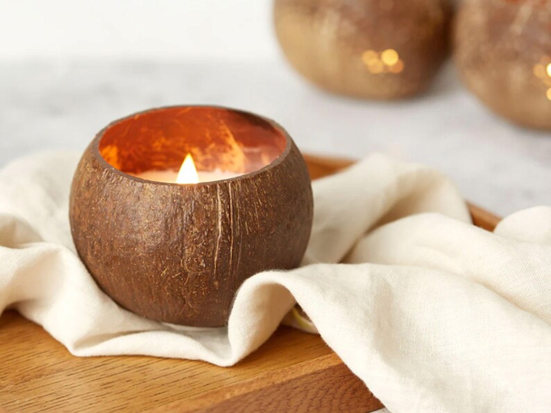 Coconut Shell Candle • Coco Bowl Candles • Coconut & Vanilla Scent Jar ...