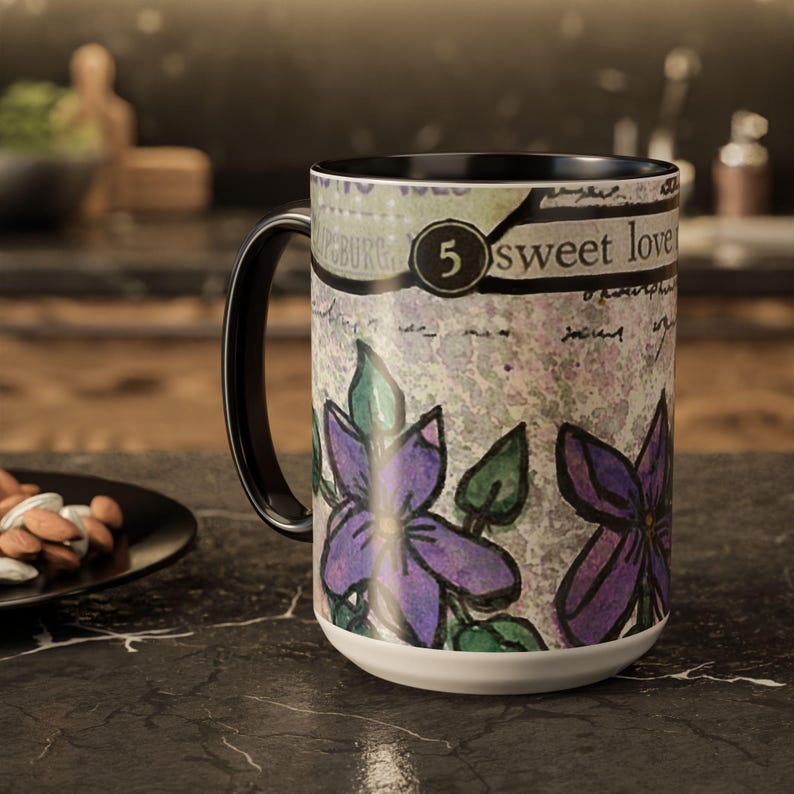Vintage Violets | Sweet Love Remembered Mug | Artistic Coffee Cup, Gift ...