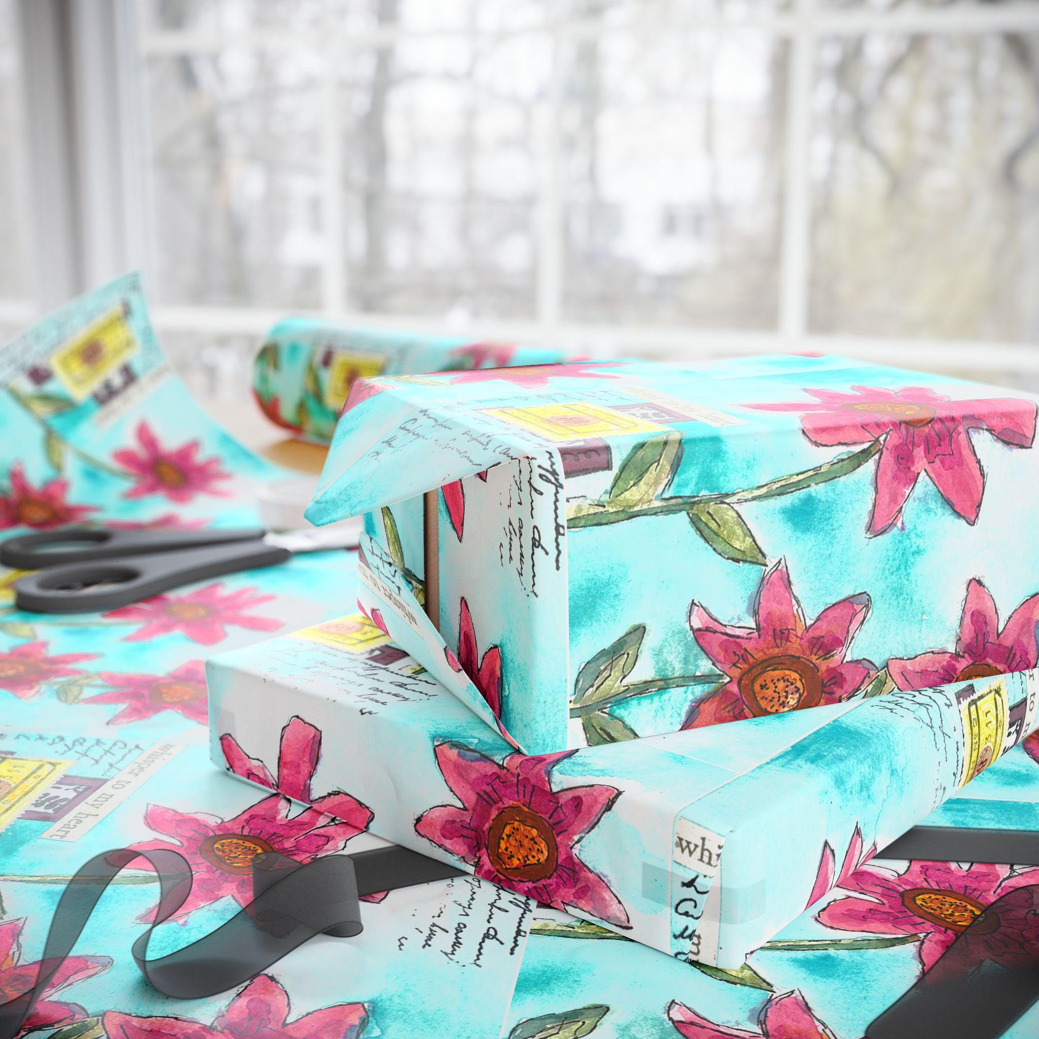 Whispers to My Heart | Vibrant Floral Wrapping Paper, Gift Wrap ...