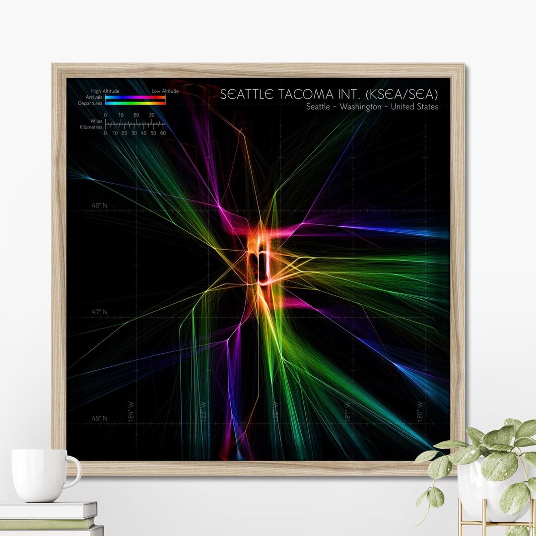 Seattle Tacoma Detailed Airport Traffic Heatmap | KSEA Real Airplane ...