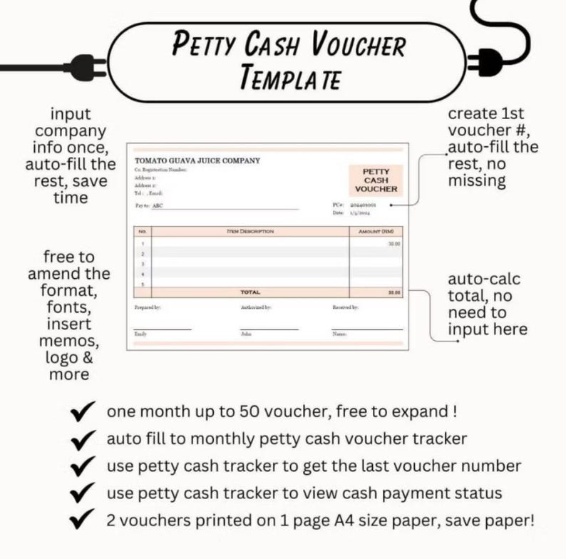 INSTANT Payment Voucher + Petty Cash Voucher + Payment Record Tracker ...