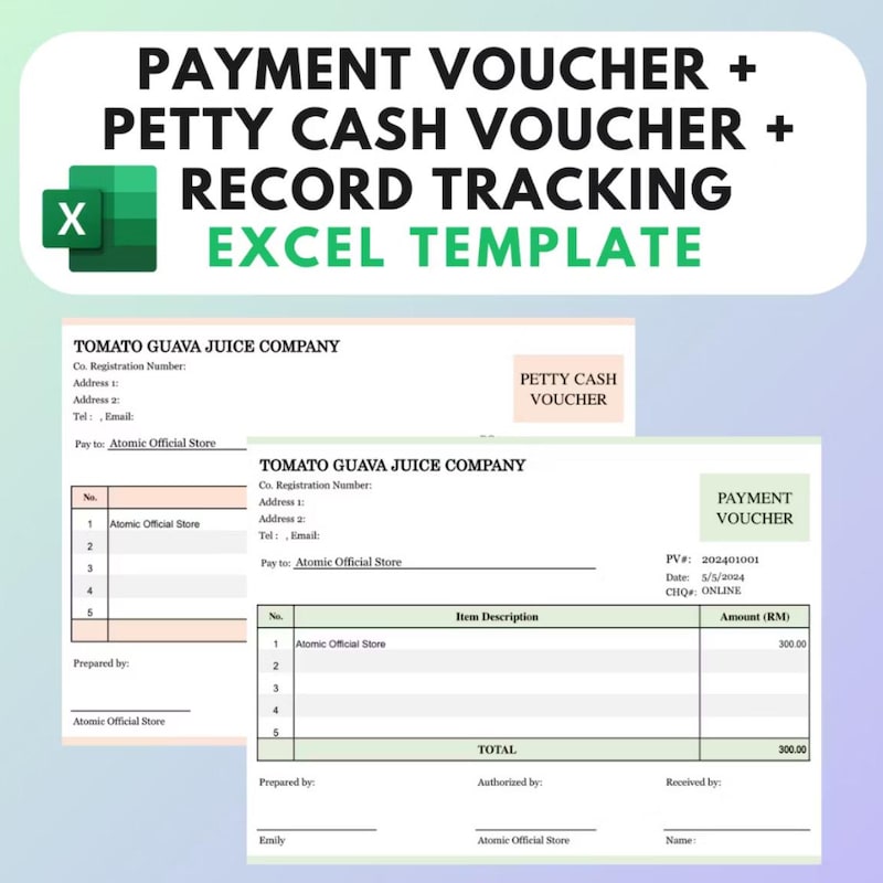 Voucher in Excel - Etsy