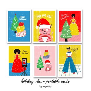 Printable Holiday Card Set | Instant Downloadable Christmas Greeting ...
