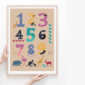 NUMBERS POSTER, Numbers and Animals Print , Download Print, Digital ...