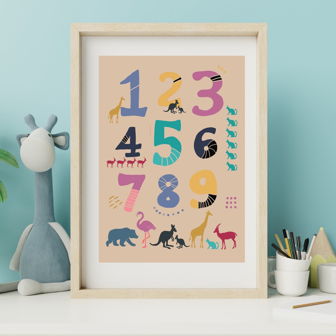 NUMBERS POSTER, Numbers and Animals Print , Download Print, Digital ...