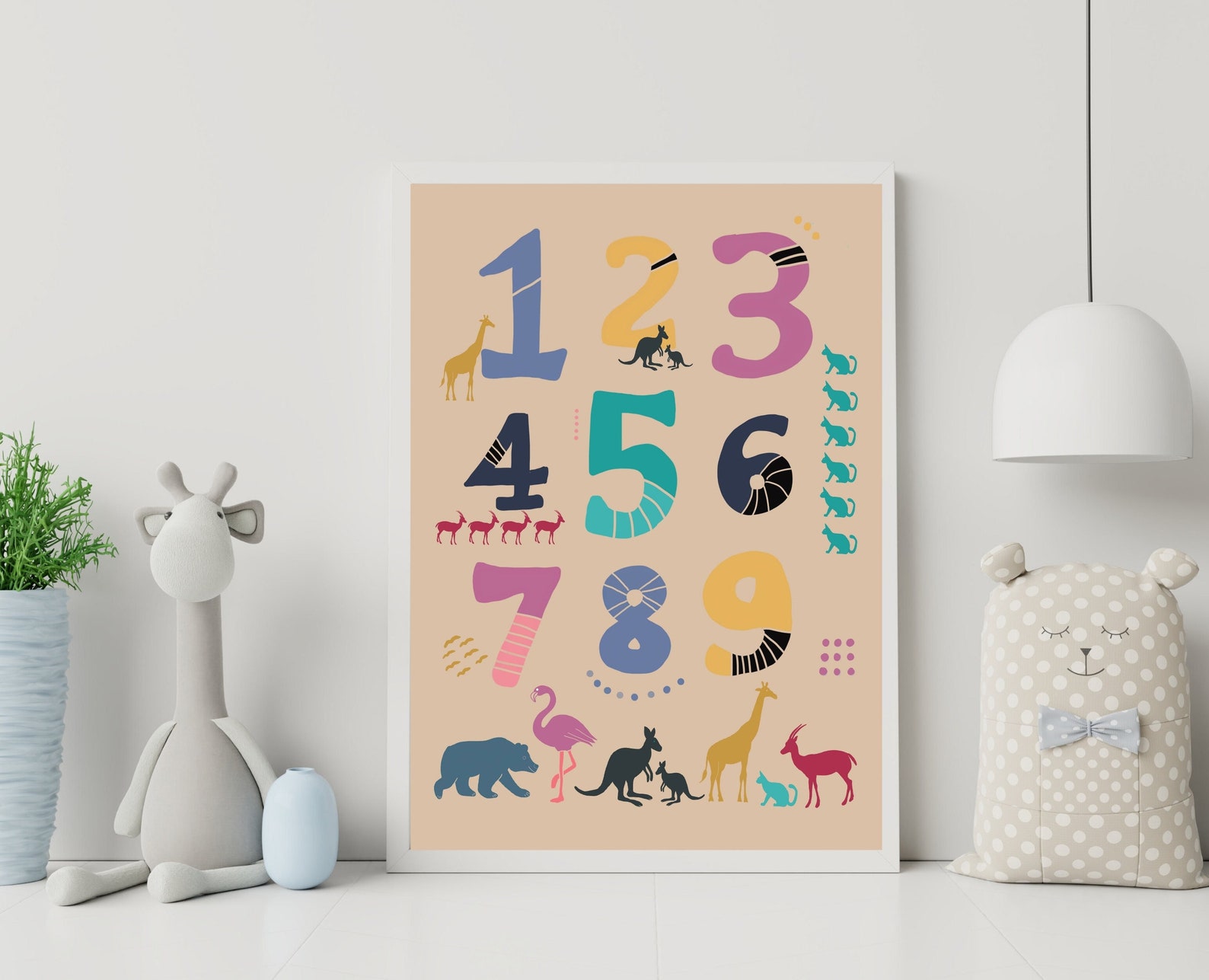 NUMBERS POSTER, Numbers and Animals Print , Download Print, Digital ...