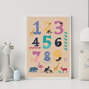 NUMBERS POSTER Numbers and Animals Print Download Print | Etsy