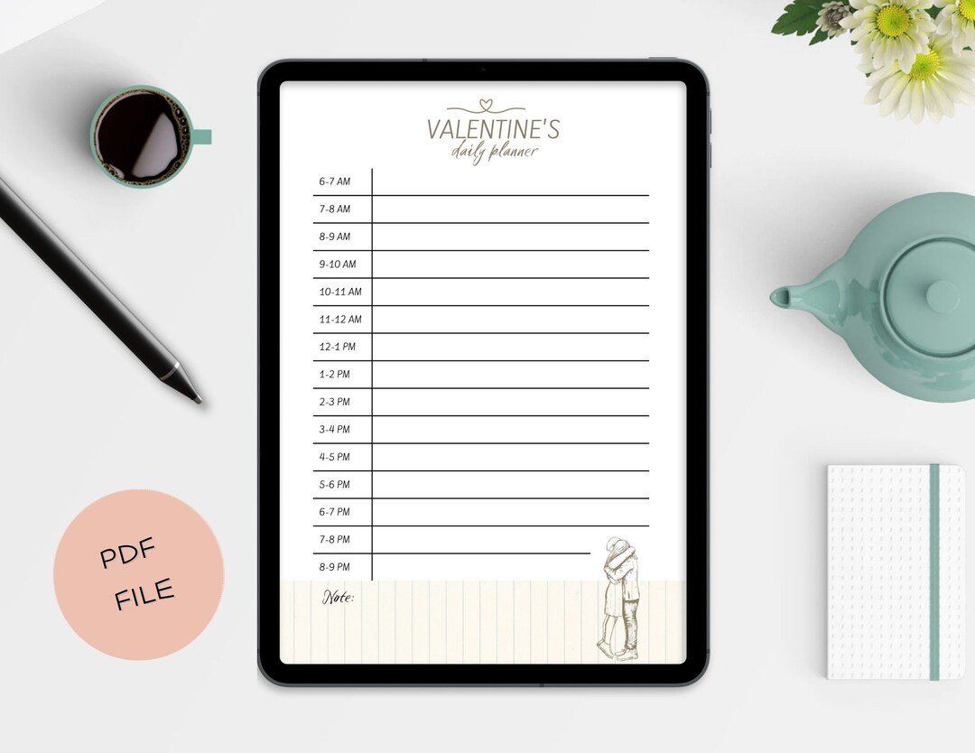 Valentine's Daily Planner Printable, A4 Planner, Instant Download PDF ...