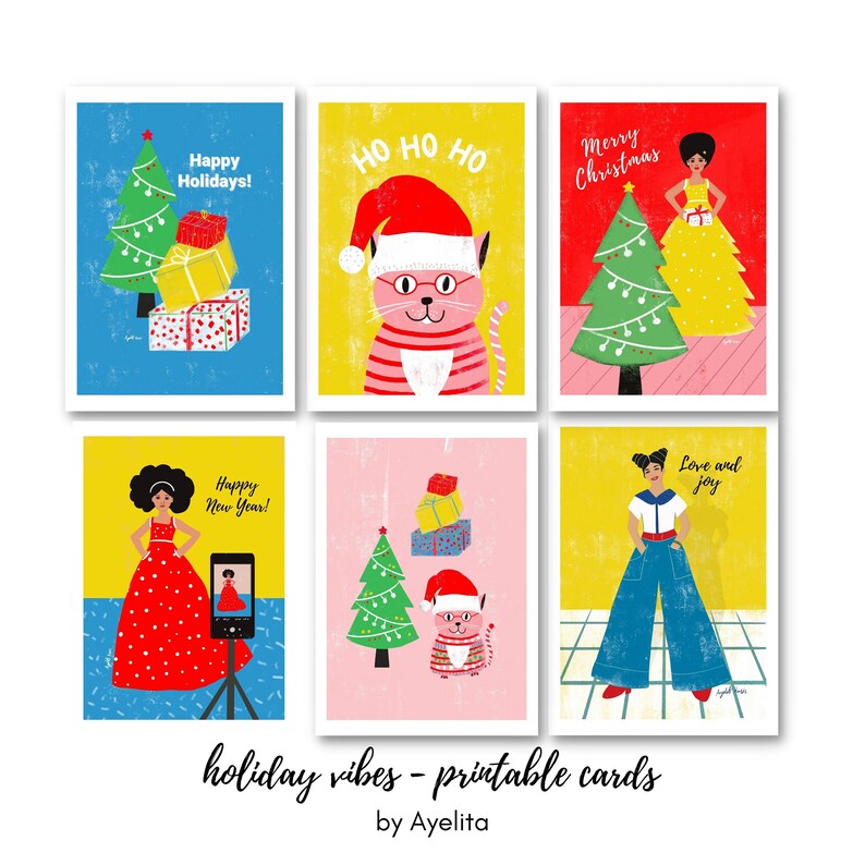 Printable Holiday Card Set | Instant Downloadable Christmas Greeting ...