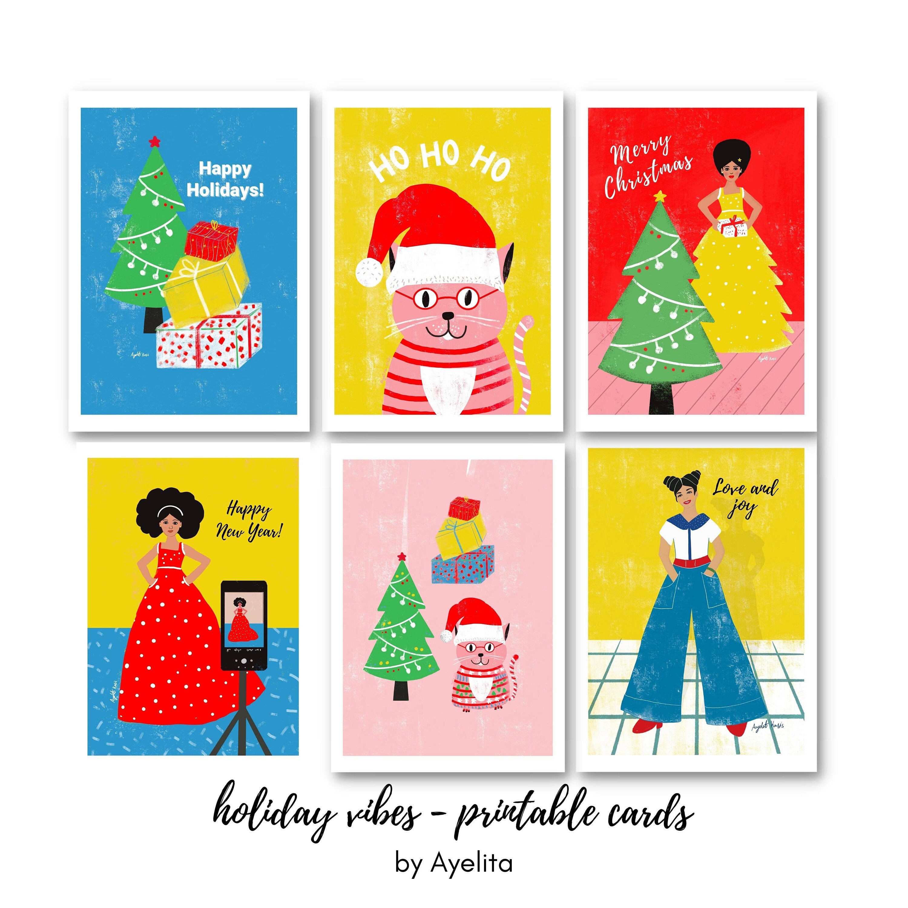 Printable Holiday Card Set Instant Downloadable Christmas Greeting ...